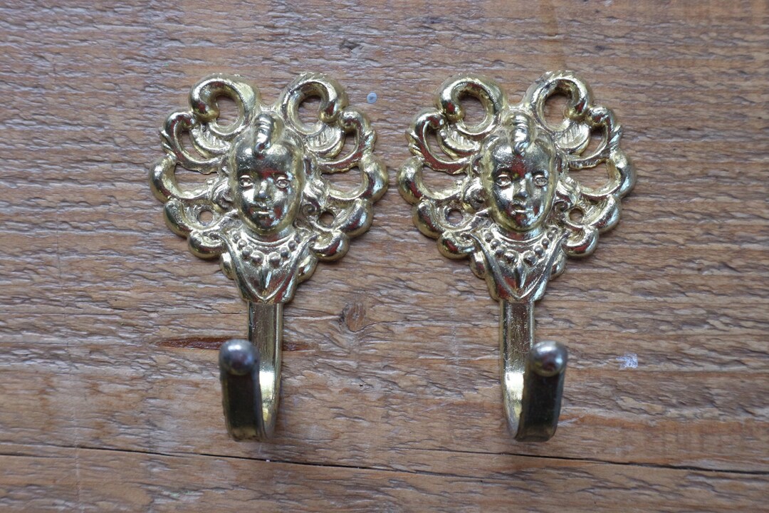 Set of 2 Gold Colour Coat Hooks, Wall Hook, Wall Hanger, Victorian ...