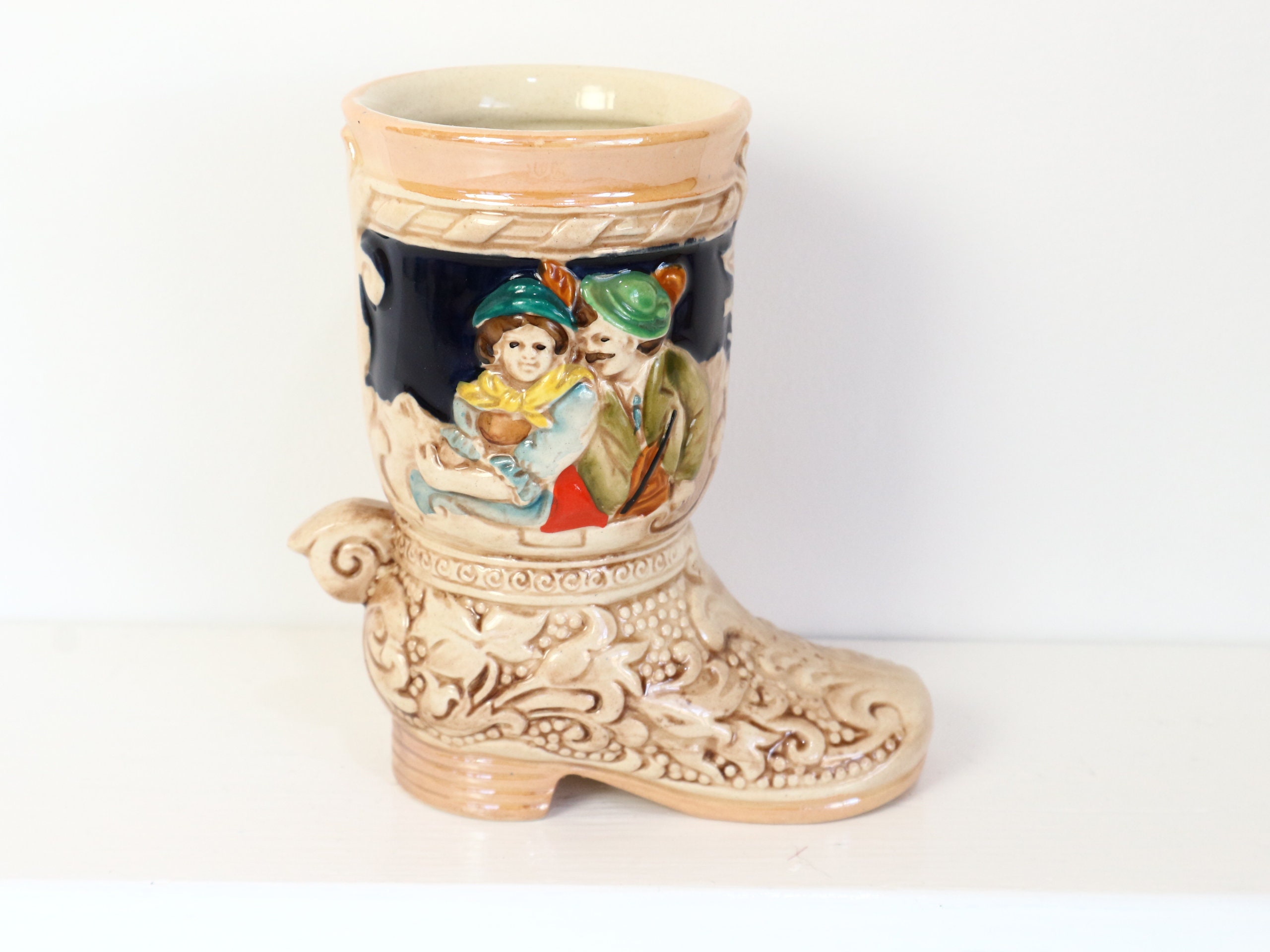 Beer mug in boot shape Beer Mug German ceramics Beer Pul - Etsy Polska