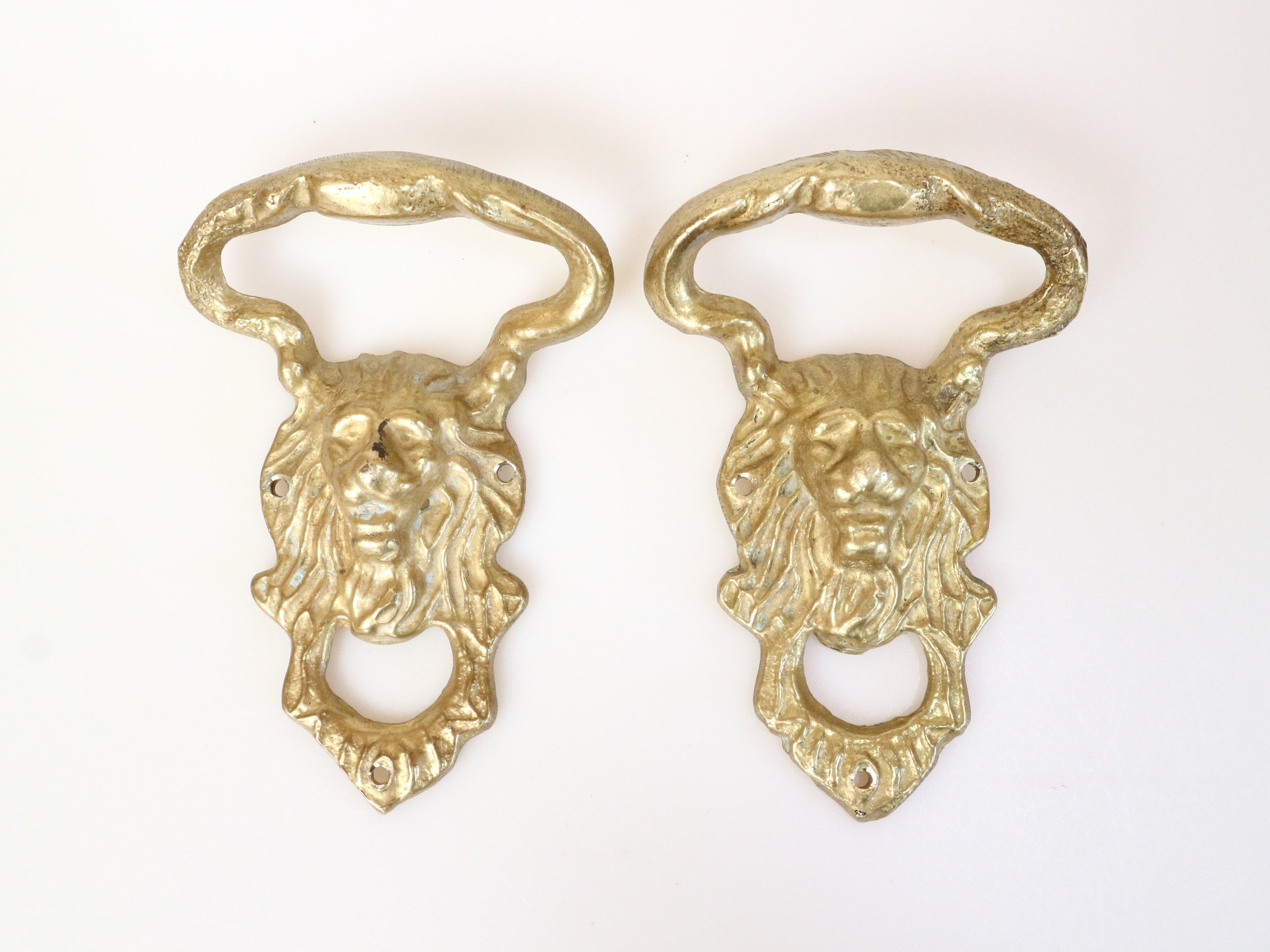 Set 2 Lion Head Handles Antique Brass / Handles / Drawer - Etsy UK