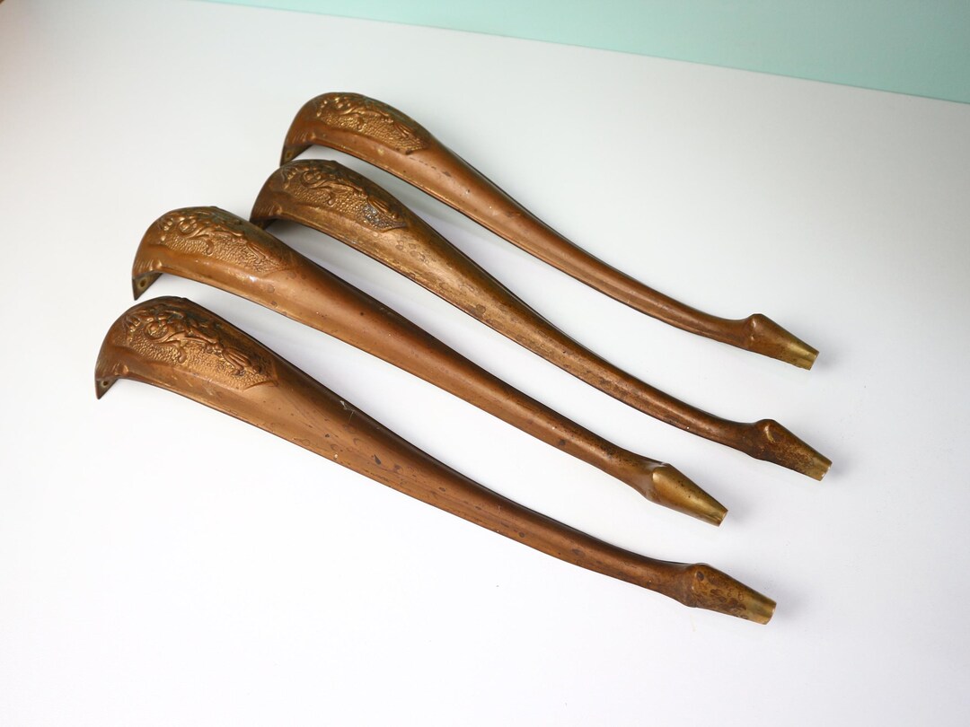 Set of Four 4 Pcs Antique Brass Table Legs. Antique Decoration Hardware ...