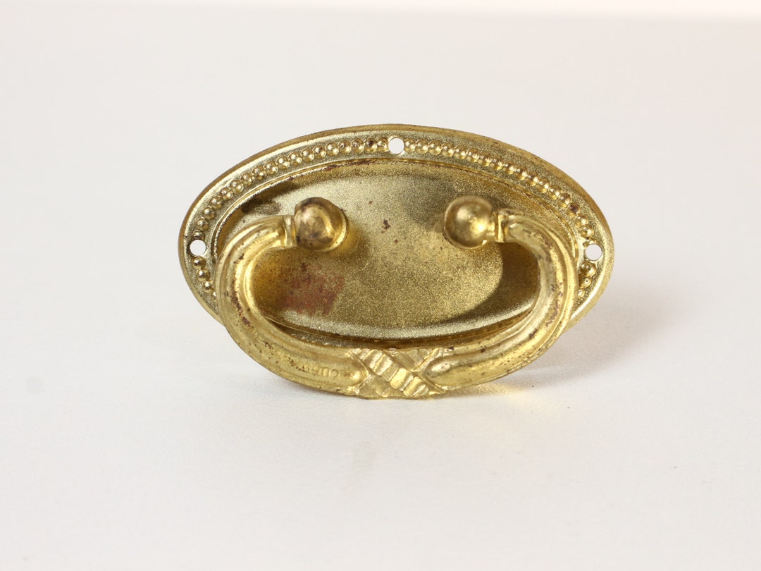 One (1) Brass Vintage Drawers Handle With Laurel, Old Cabinet Pull ...