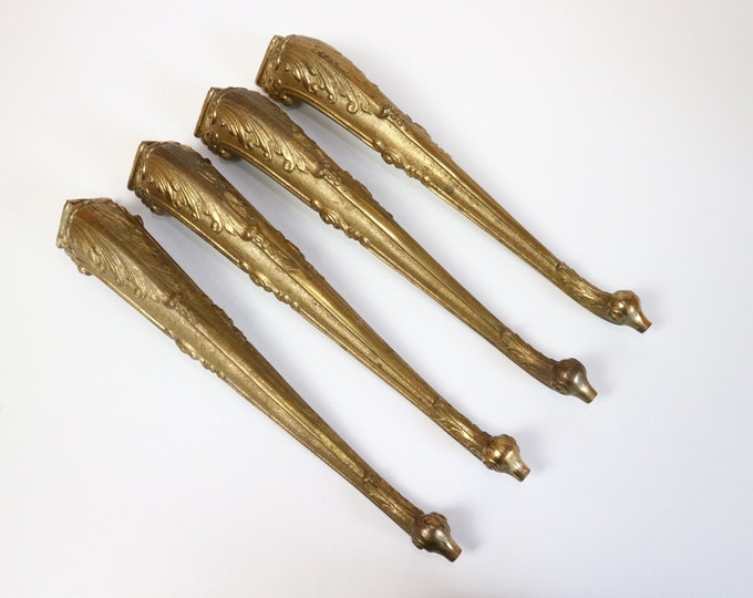 Set of Four (4) Pcs Antique Brass Table Legs. Antique Decoration ...