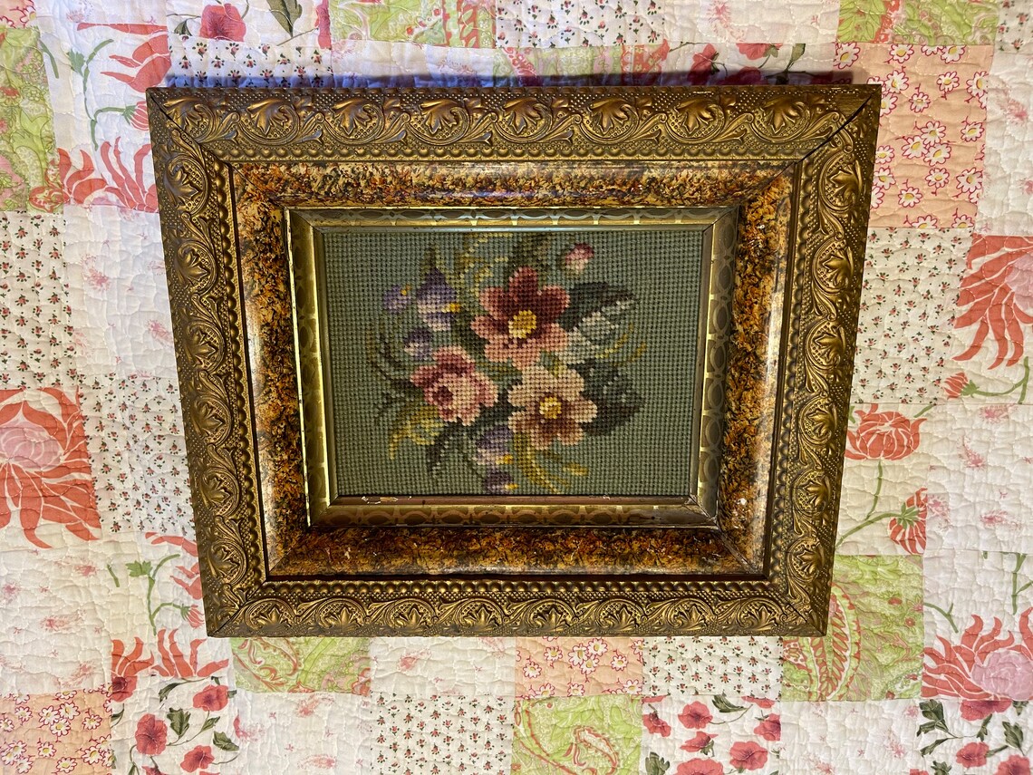Beautiful Vintage Needle Point Framed - Etsy