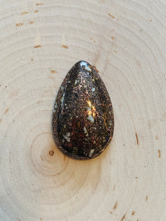 Teardrop shaped Copper Firebrick Cabochon c Jewelry Design | Etsy
