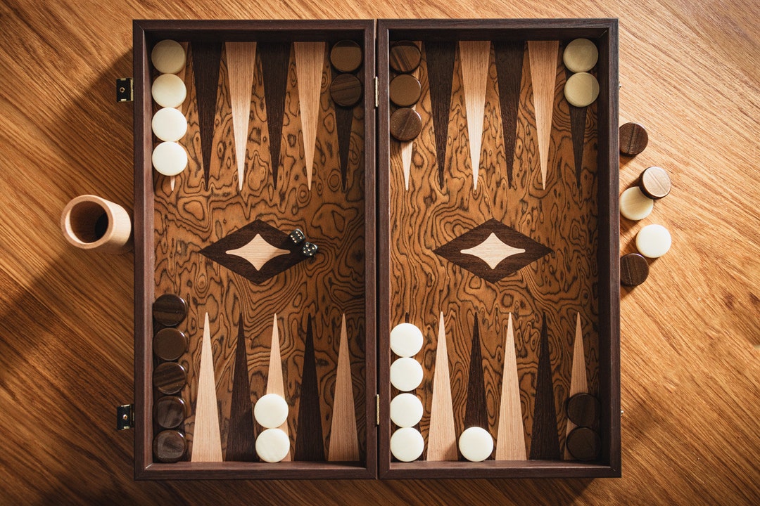 Classic Traditional Manopoulos Backgammon Set - Handmade Premium Walnut ...