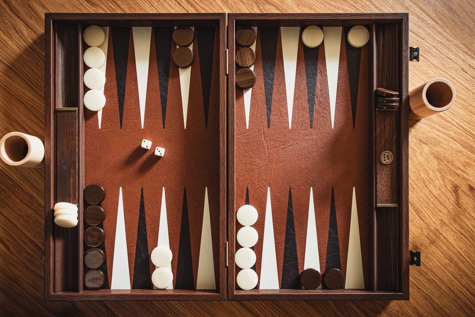 Classic Traditional Manopoulos Backgammon Set - Handmade Brown Faux ...
