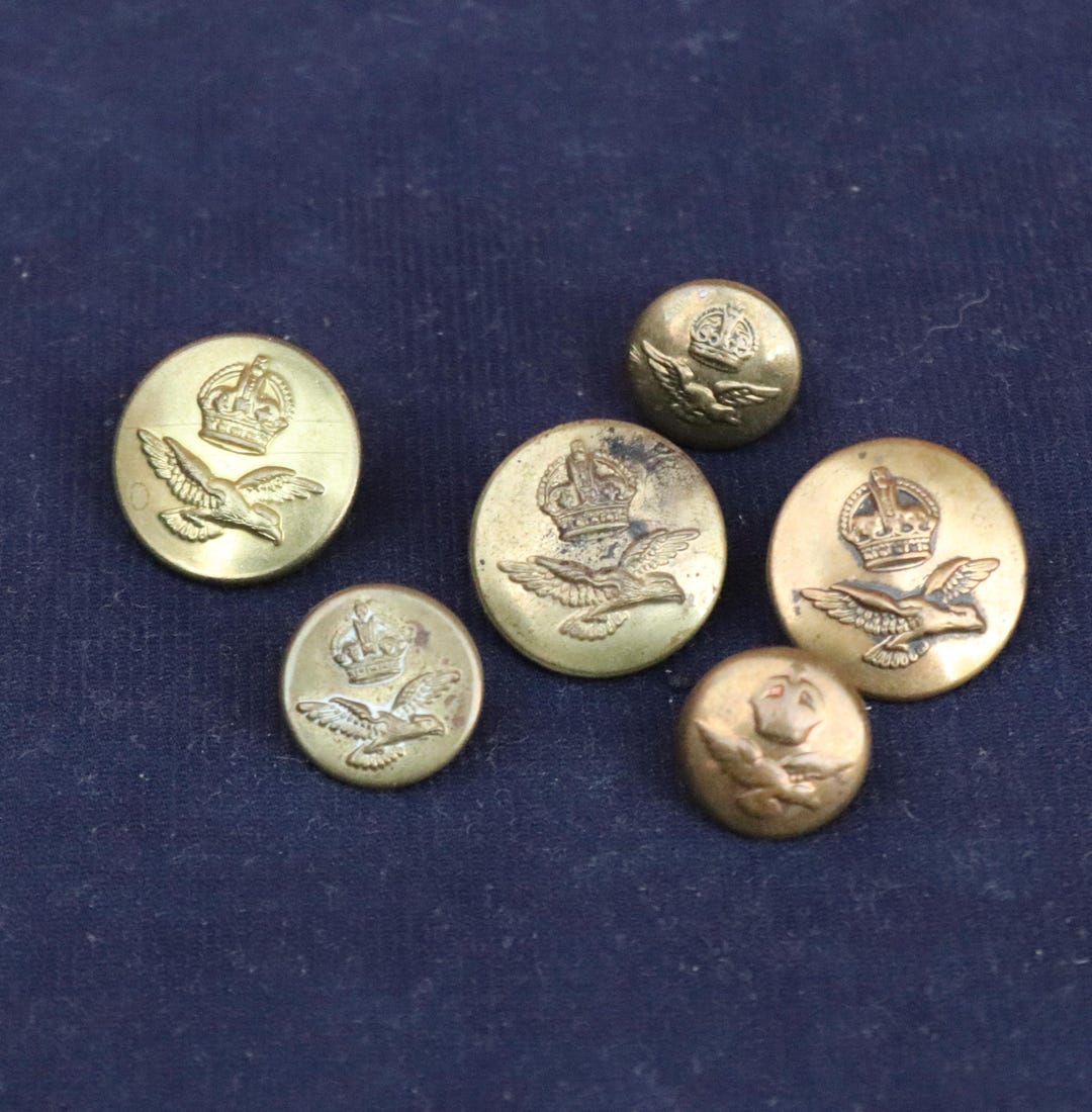 6 British Army Buttons Royal Airforce Vintage - Etsy