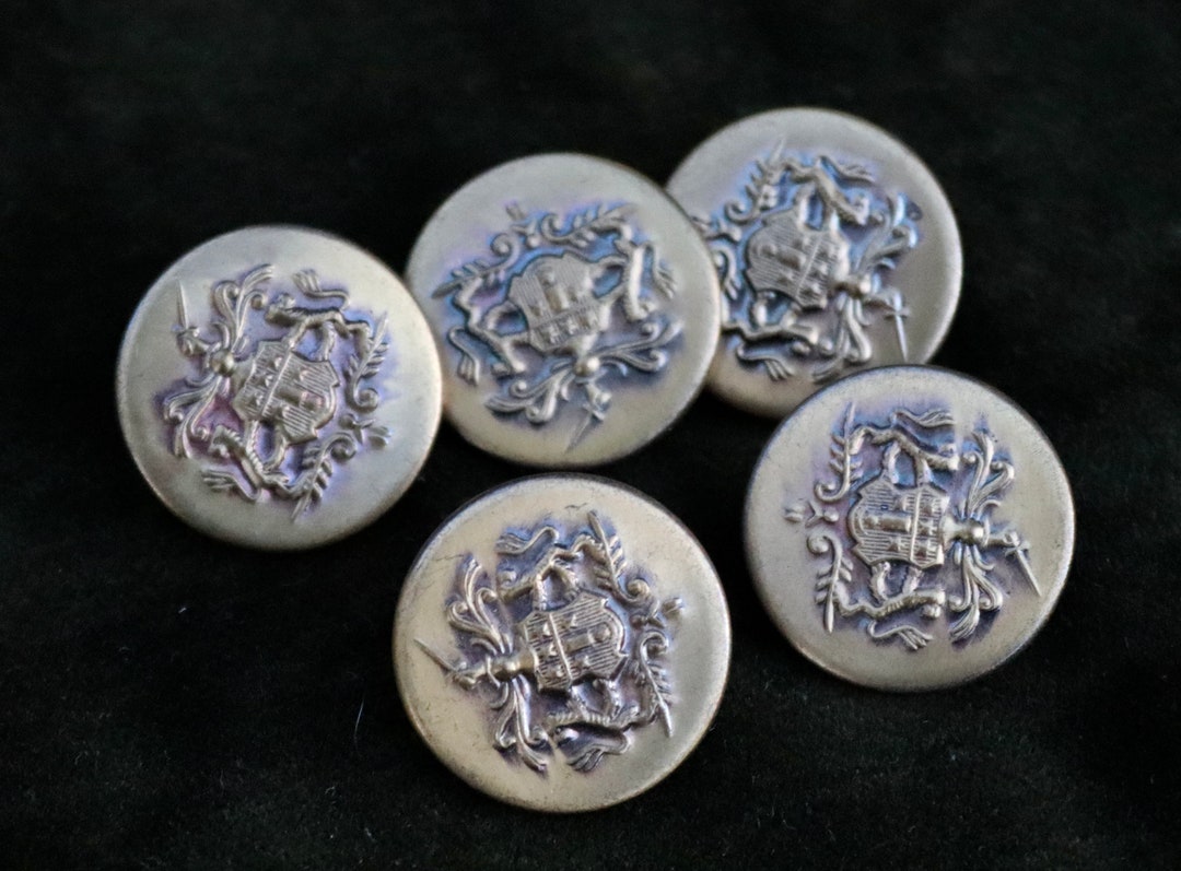 5 Vintage Crest Buttons Made of Metal 23 Mm - Etsy