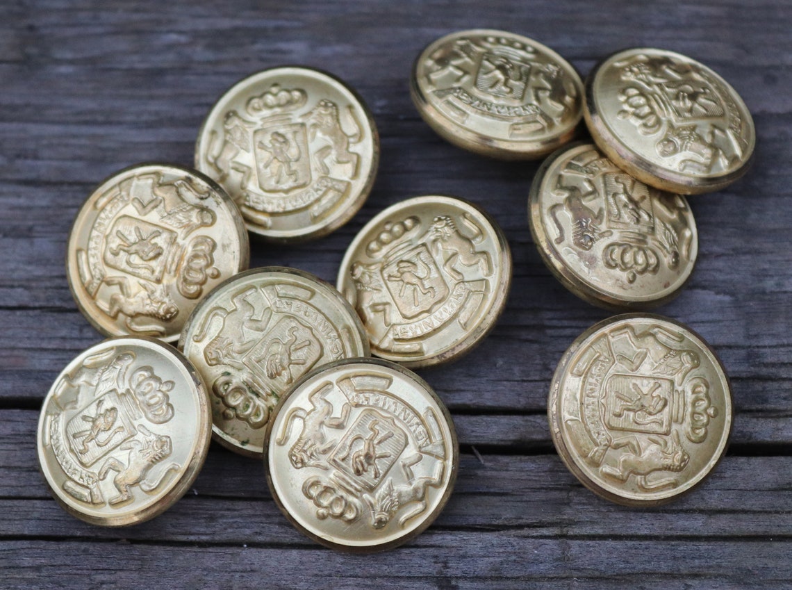 10 Vintage Crest Buttons Made of Metal 20 Mm - Etsy