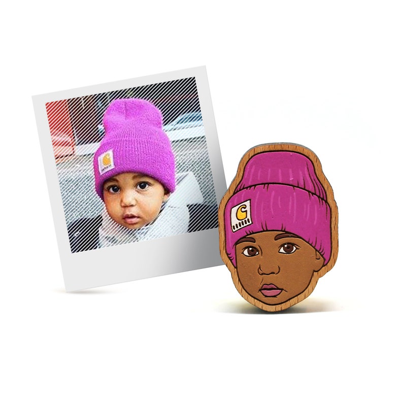 Baby Portrait Pin - Wooden Custom Pin Based on the Photo (brooch ...