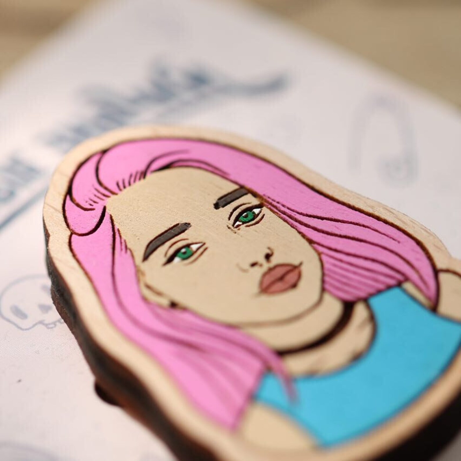 Wooden Custom Portrait Brooch Brooch on the Photo - Etsy