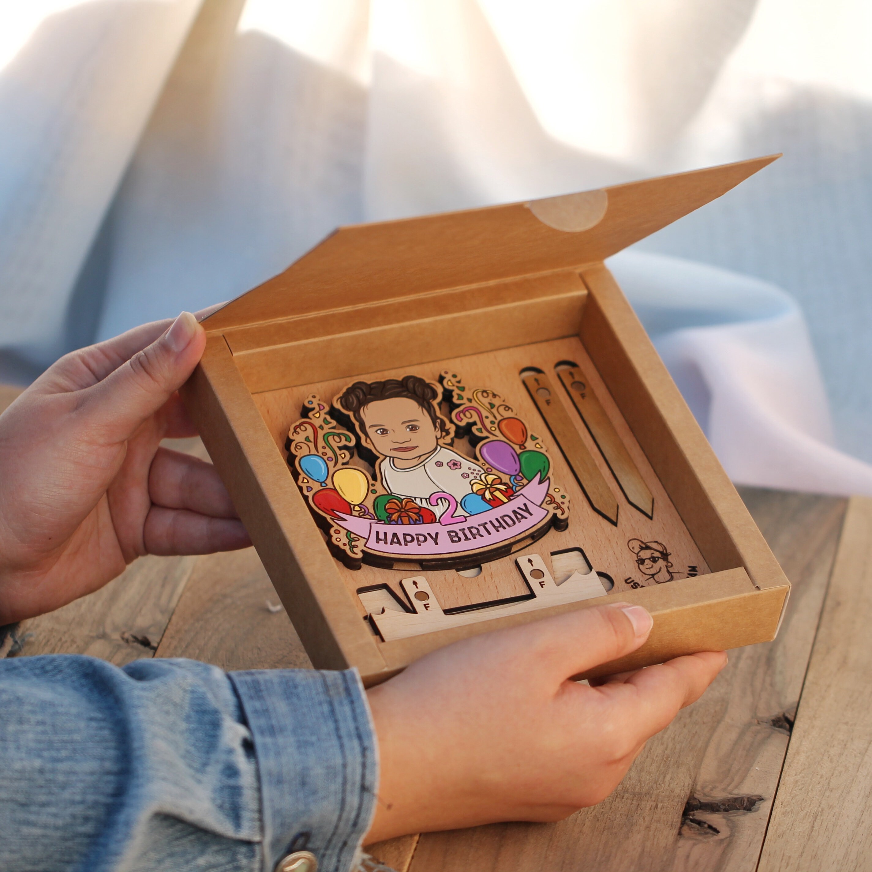 Personalized Happy Birthday Cake Topper Wooden Portrait - Etsy