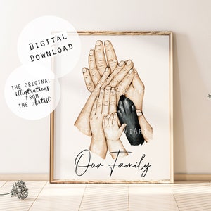 Our Family Holding Hands Big Family Watercolor Print Poster - Etsy Canada