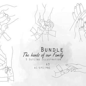 One Line Art Family Clipart Holding Family Hands Line Drawing - Etsy Canada