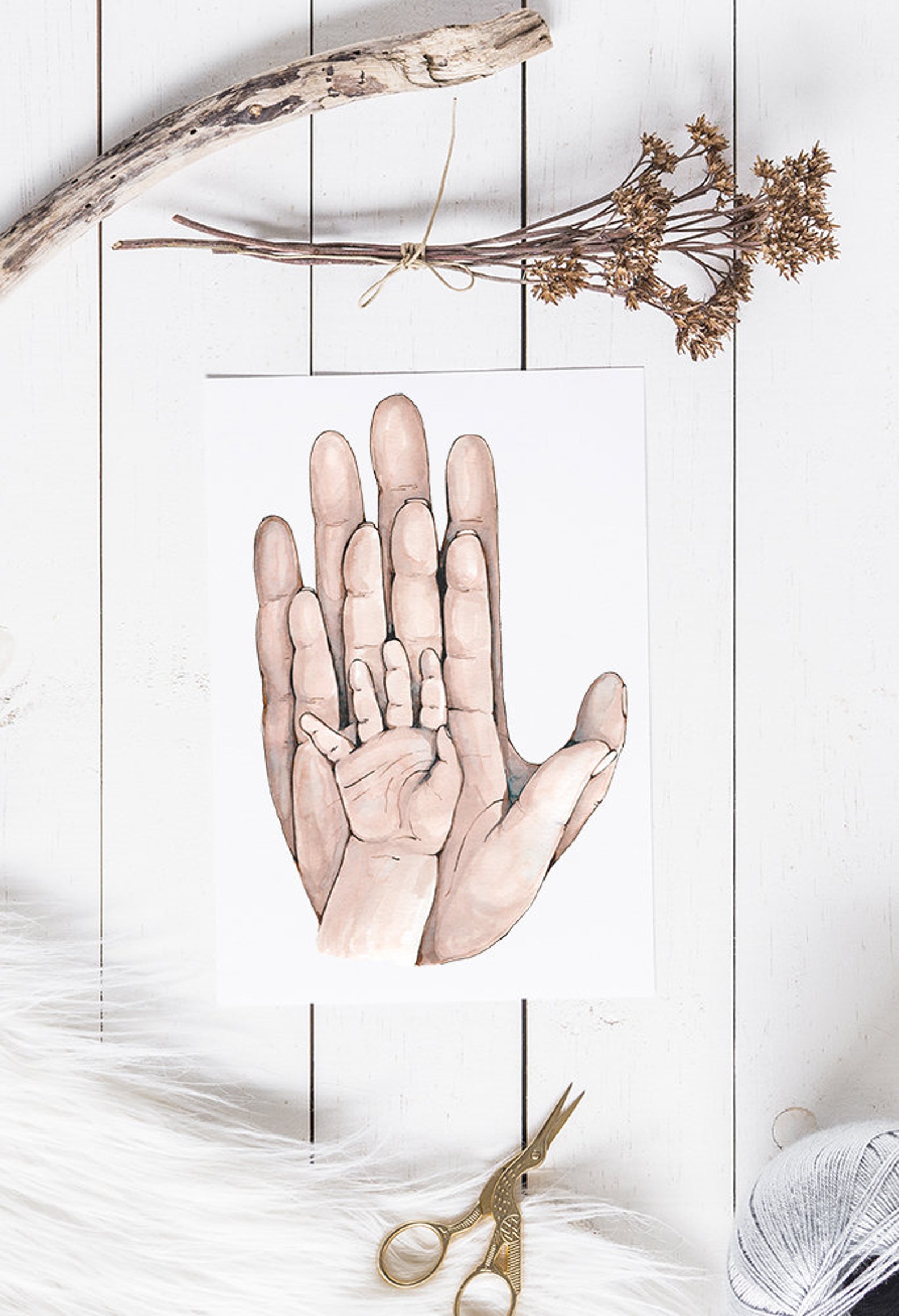 Digital Download Family Hands Watercolor Printable Mom Dad - Etsy