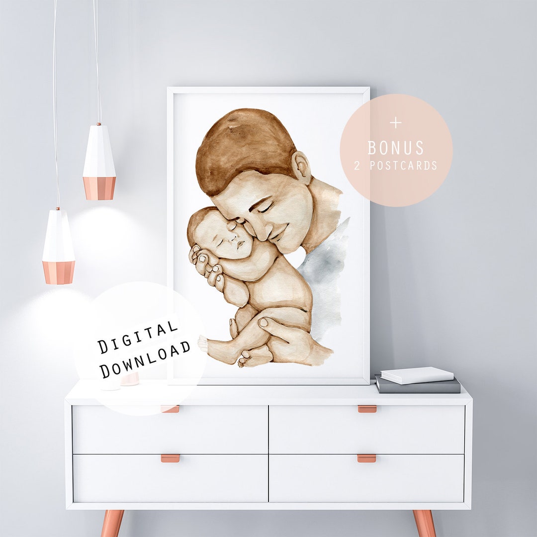 Father Printable Illustration Preemie Baby Nicu Mom Gift Postcard ...
