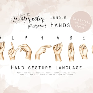 American English Hand Gesture Language Hand Alphabet - Etsy