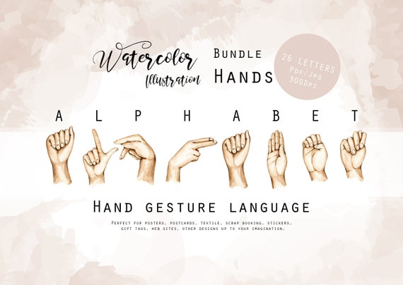 American English Hand Gesture Language Hand Alphabet - Etsy
