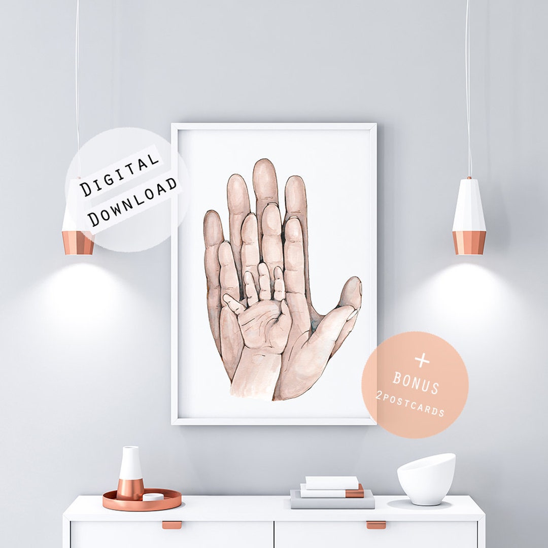 Digital Download Family Hands Watercolor Printable Mom Dad Poster ...