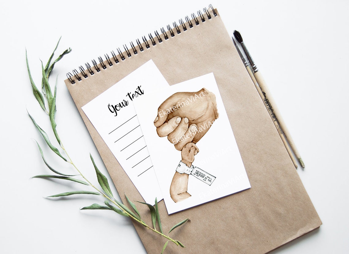 Preemie Holding Hands Watercolor Print Nicu Art Father Hands Newborn ...