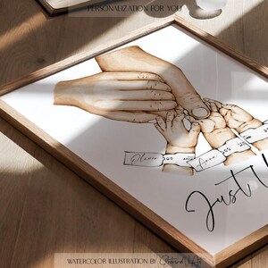 Custom Family Hands Portrait | Personalized Watercolor Illustration ...