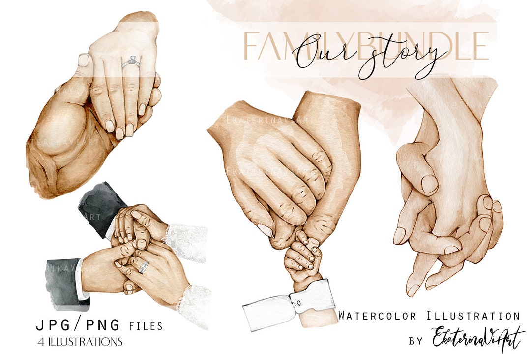 Digital Download Our Story Family Hands Watercolor Printable Mom Dad ...