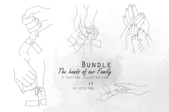 One Line Art Family Clipart Holding Family Hands Line Drawing - Etsy Canada
