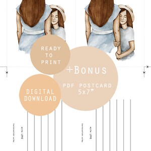 Sisters Printable Postcard Digital Watercolor Illustration - Etsy