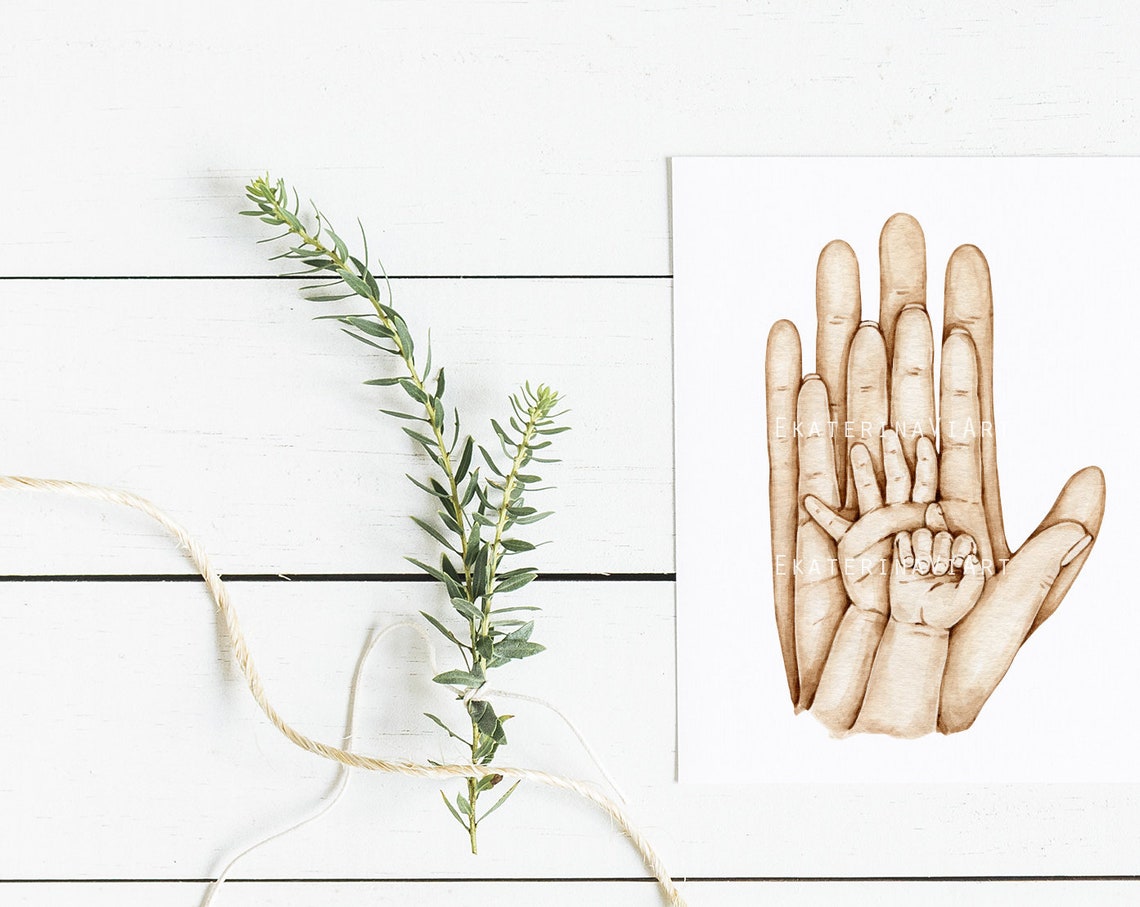 Digital Download Family Hands Watercolor Printable Mom Dad - Etsy
