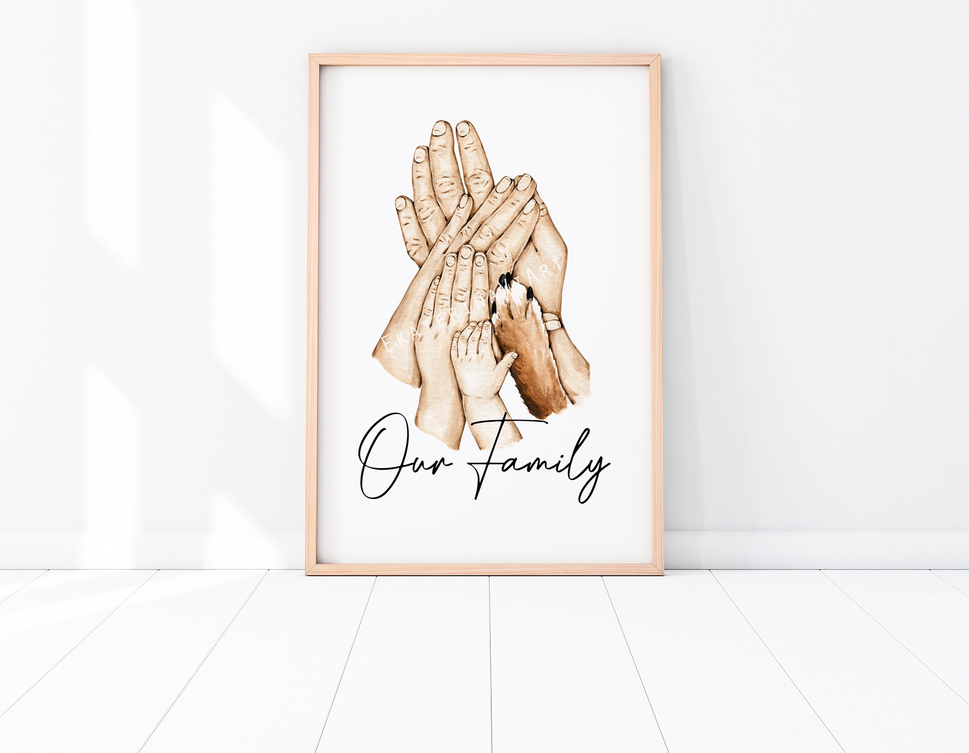 Our Family Holding Hands Big Family Watercolor Print Poster - Etsy