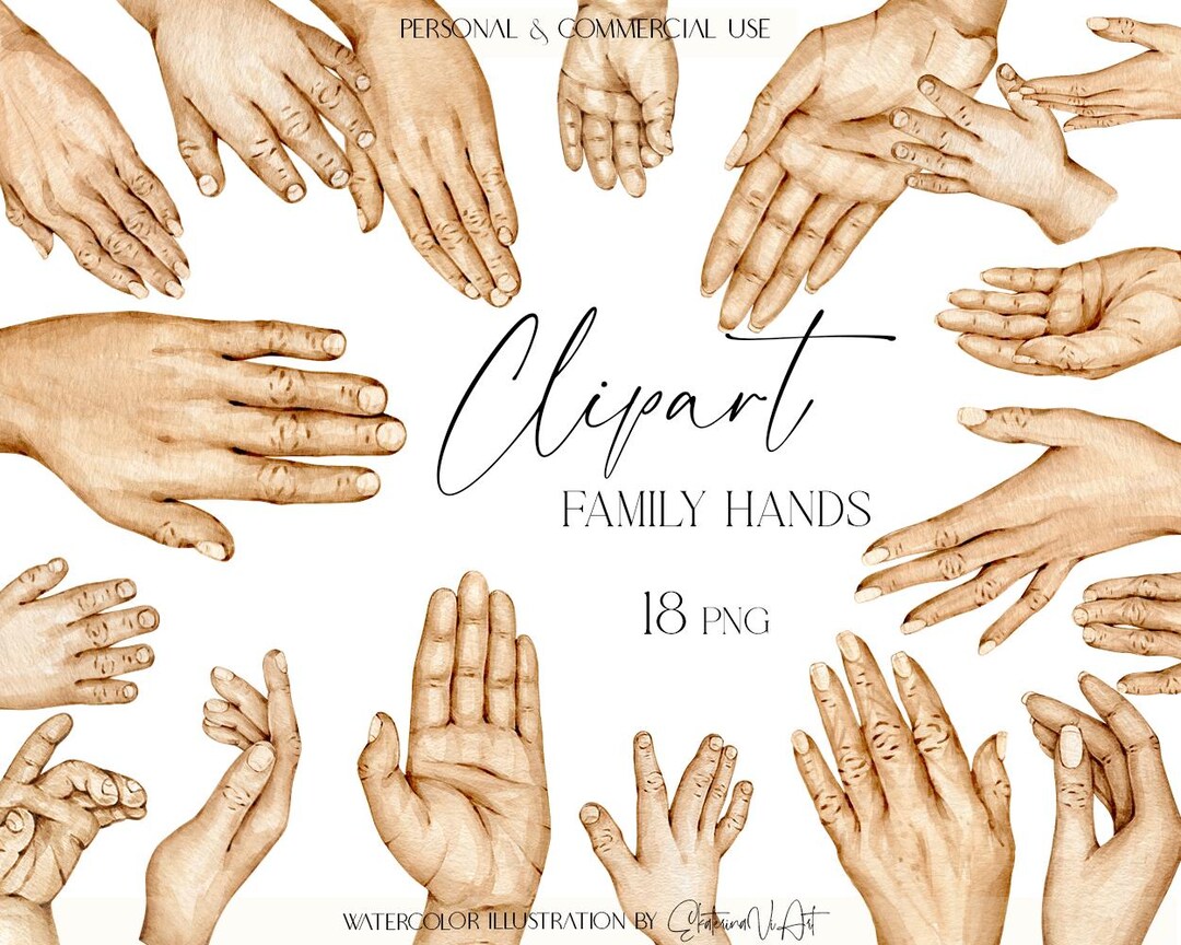 Watercolor Family Hands Clipart: Portrait, Baby Shower (digital ...