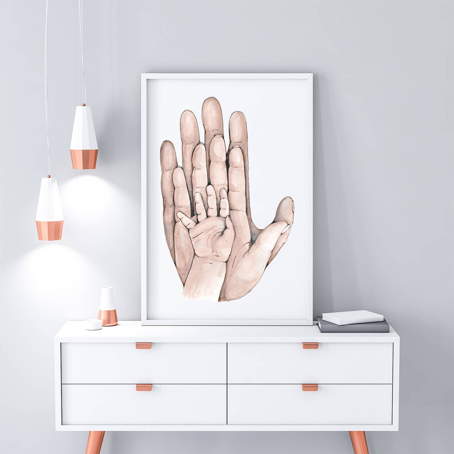 Digital Download Family Hands Watercolor Printable Mom Dad - Etsy