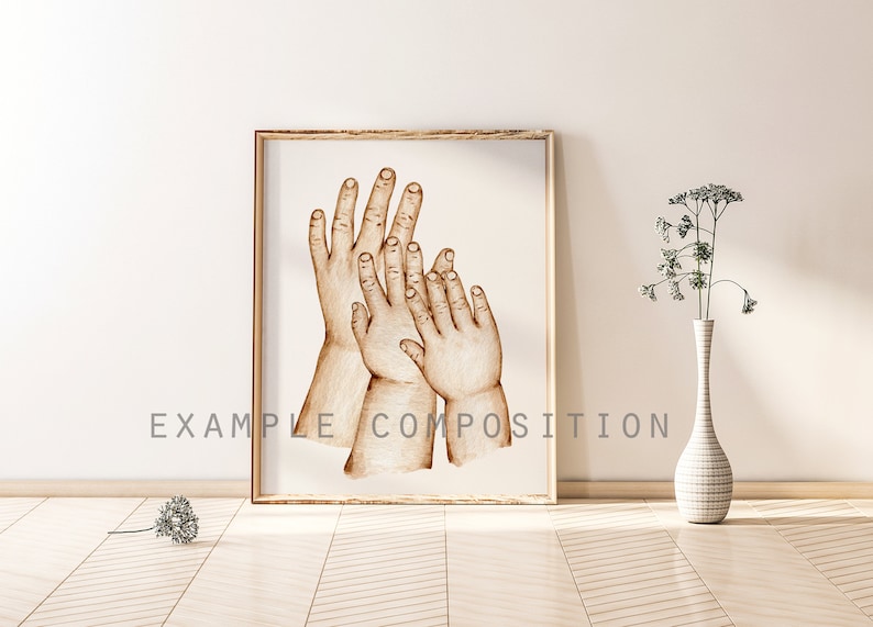 Watercolor Hands Clipart: Family Portrait Illustration (digital ...
