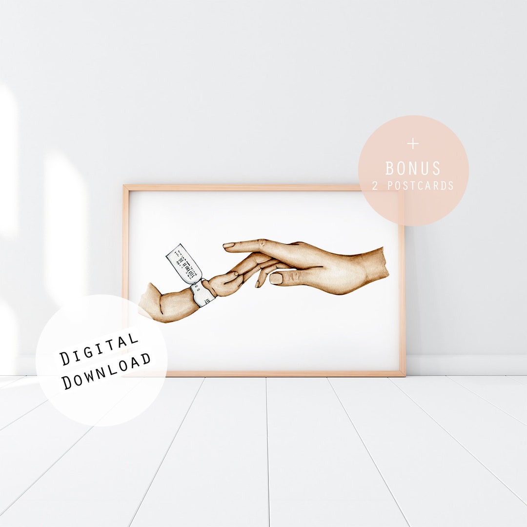 Nicu Art Mother Hands Preemie Holding Hands Watercolor Print Newborn ...