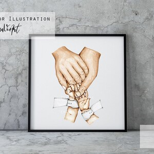 Family Hands Illustration: Parents With Newborns, Commercial License ...