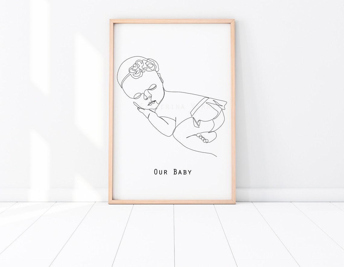Baby Mädchen Geburt Poster Neugeborenen Baby One Line Poster | Etsy
