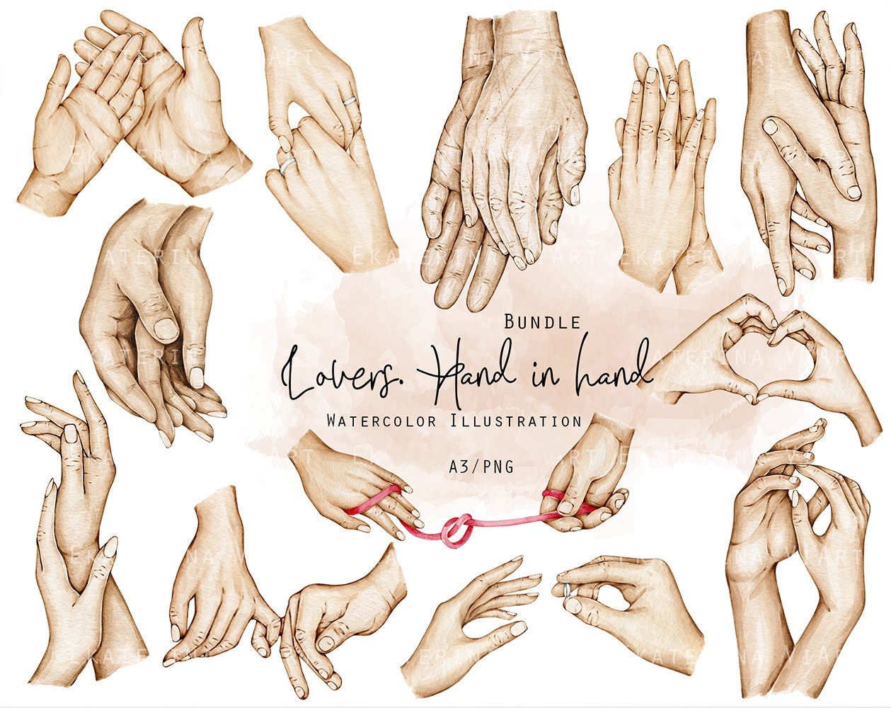 Commercial License Bundle Lovers Hand in hand Holding Hands | Etsy