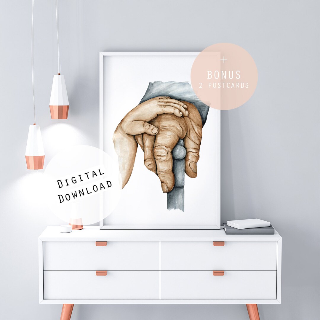 Digital Print Grandfather Watercolor Illustration Gift for Grandpa Best ...