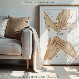 Watercolor Family Hands Clipart: Portrait, Baby Shower (digital ...