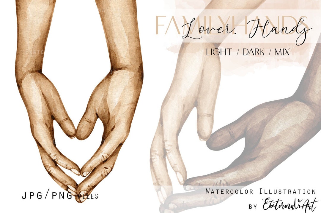 Watercolor Lover Hands Print: Wedding Engagement Art (digital Download ...