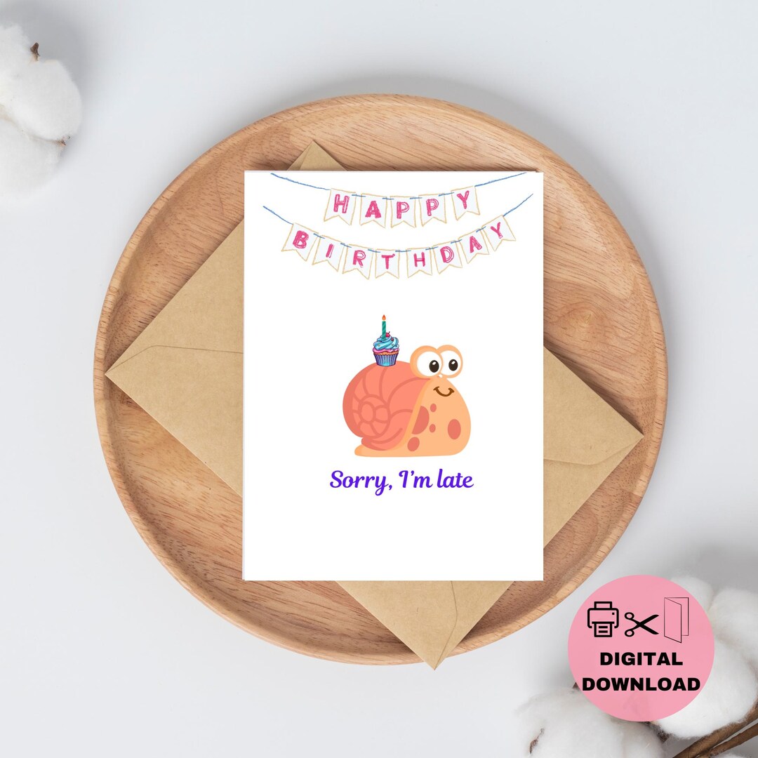 Printable Birthday Card With Snail, Snail Birthday Card, Printable ...