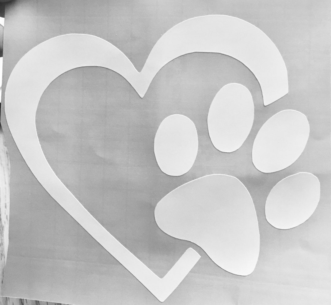 Paw Print Heart Vinyl Decal Sticker, 4.5 X 5, Love My Dog - Etsy