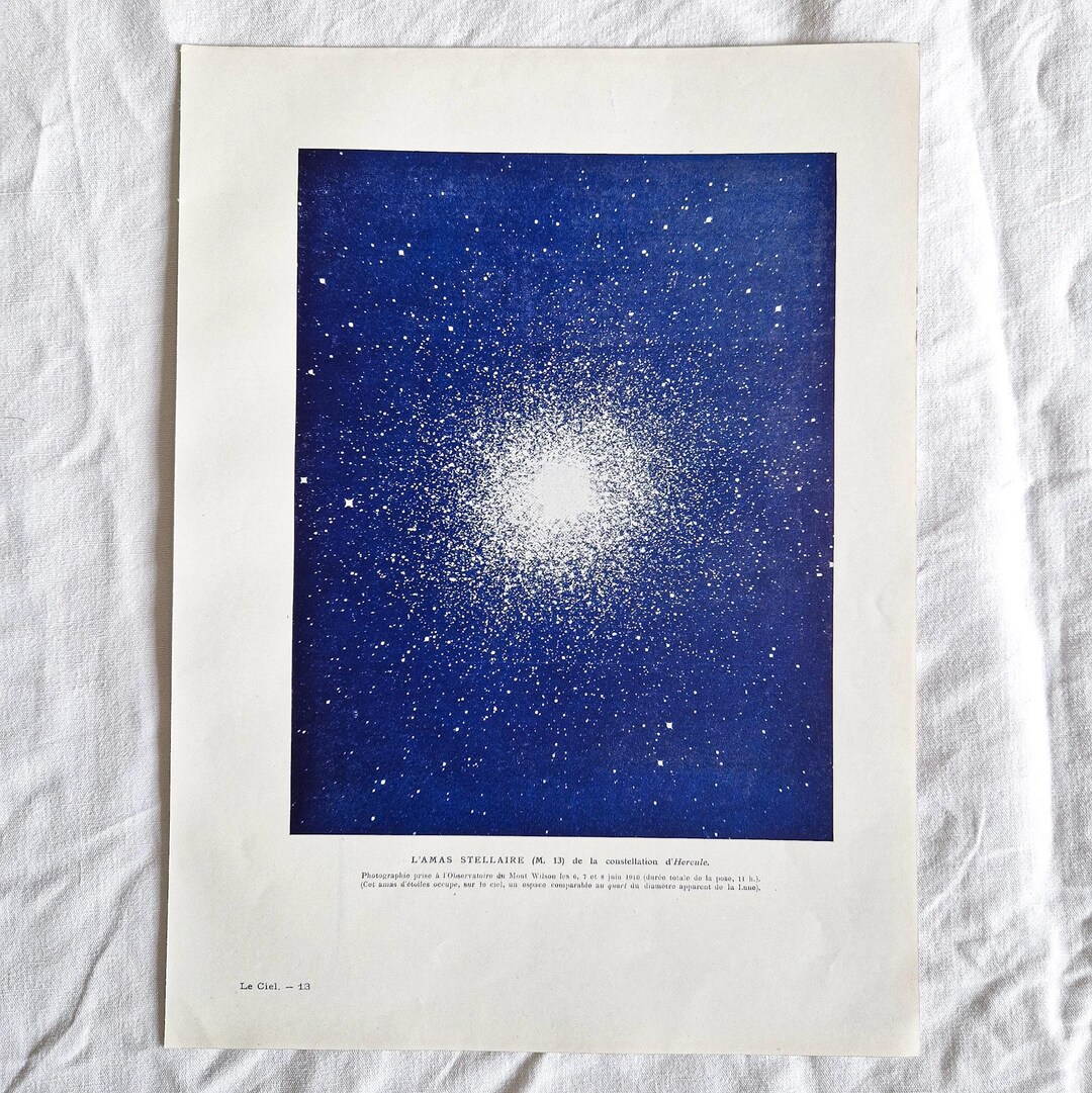 1920 Star Cluster of the Constellation of Hercules, Old Poster Stars ...