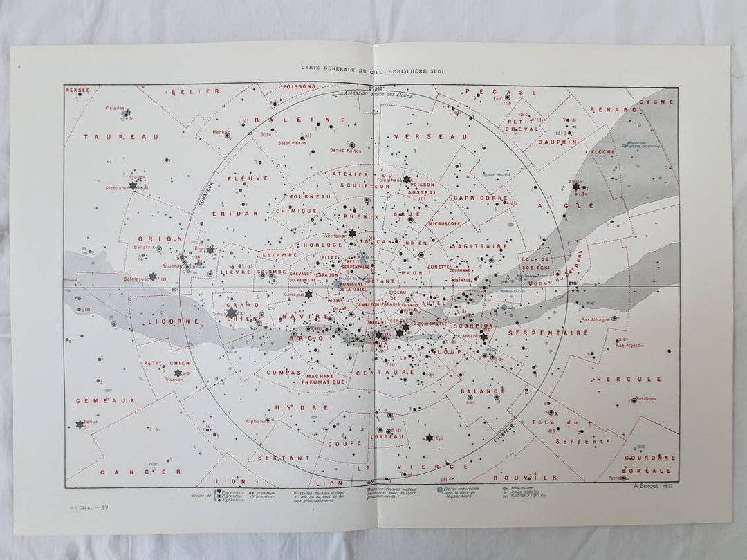 1920 Plate Astronomy map OF THE Sky hémisph. - Etsy