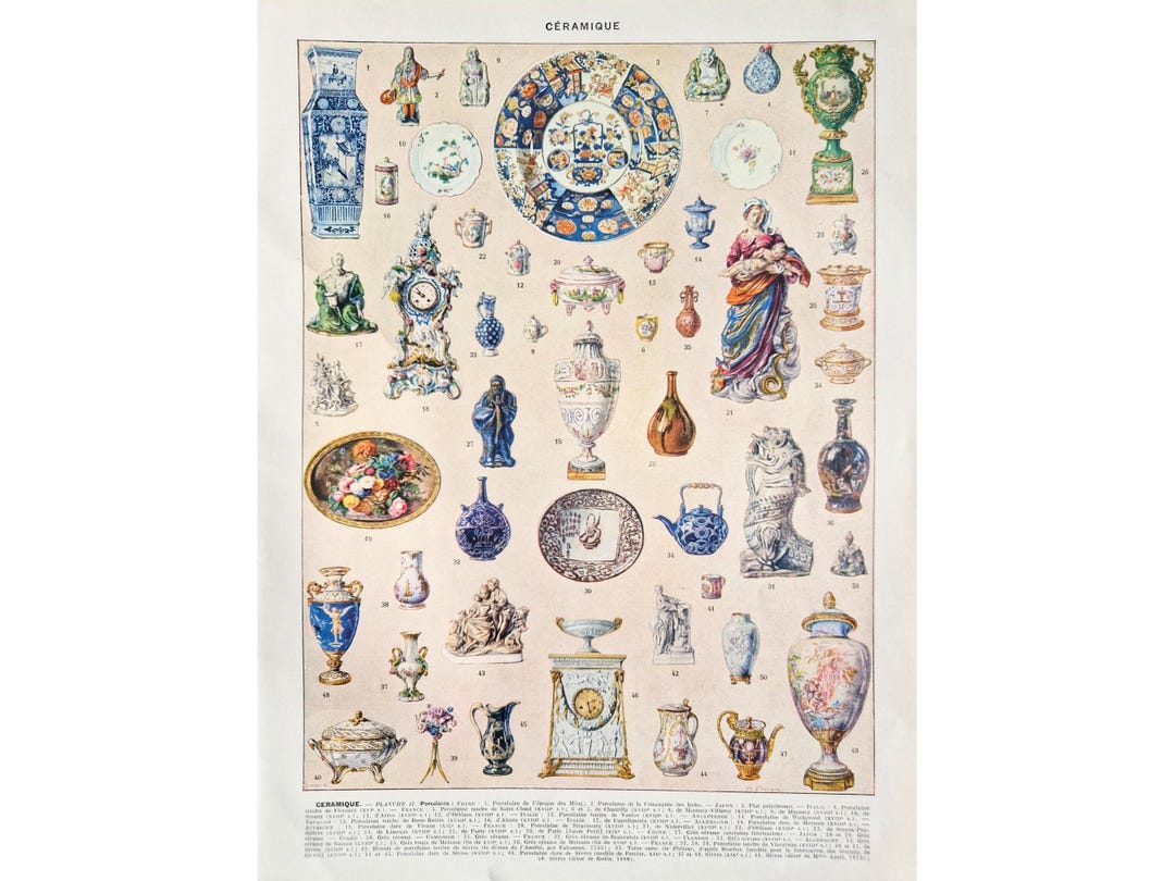 1930 Ceramic Poster, Old Porcelain Poster, Vintage Print, Original Old ...