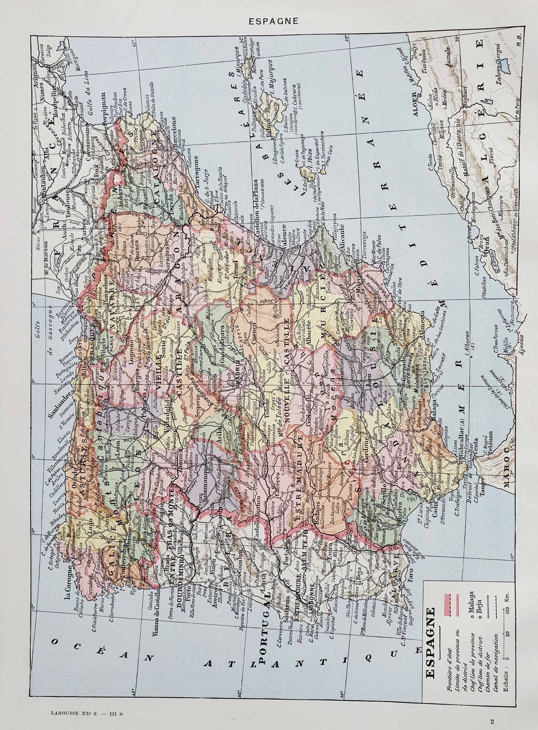 1930 MAP SPAIN Vintage Poster Illustrated, Original Old Poster, Poster ...