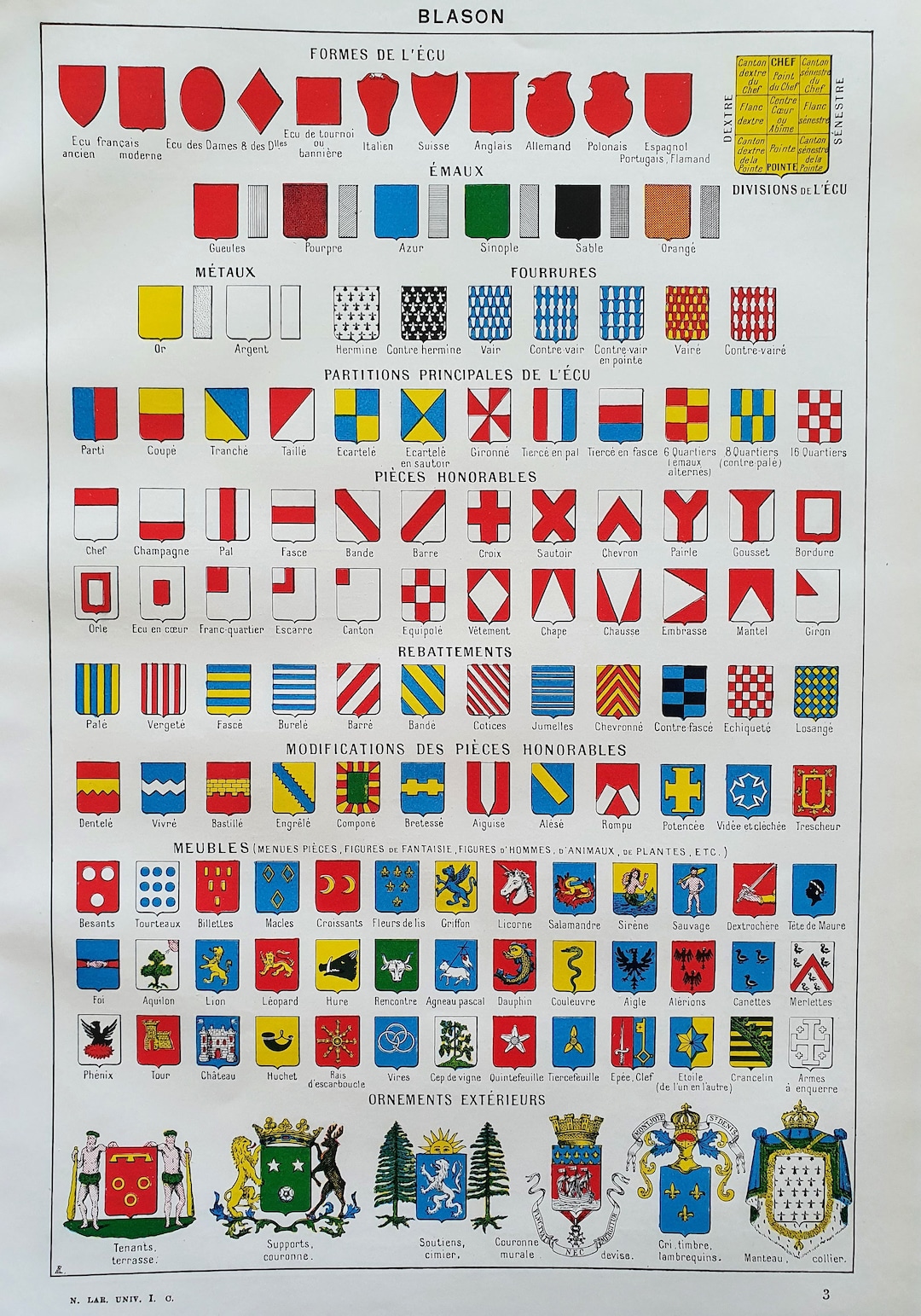 1949 BLASON Original Vintage Poster Ancient Authentic Print Board ...