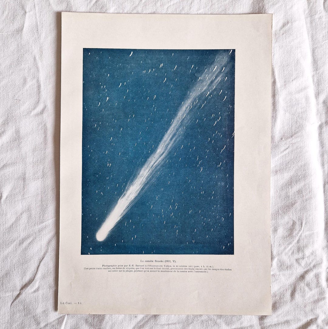 1920 Astronomy Plate "brooks Comet", Vintage Poster, Illustrated Plate ...