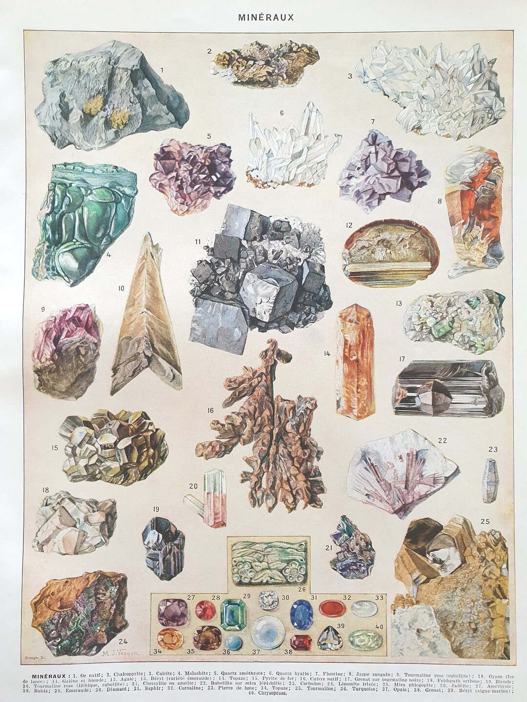 1930 MINERAUX Original Vintage Poster Ancient Authentic Print ...