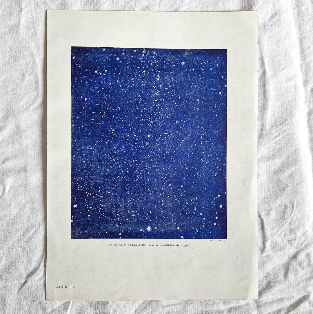 1920 Astronomy Plate "a FIELD OF Stellations", Vintage Poster, Antique ...